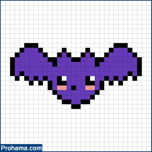Cute Pixel Art Bat | Easy Halloween Pixel Art | Easy Pixel Art Cute