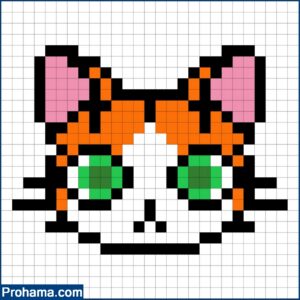 Pixel Art Cat | 20x20 Pixel Art | Easy Pixel Art Grid