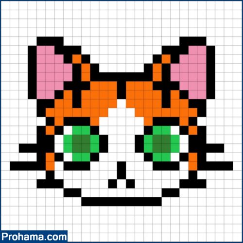 Pixel Art Cat | 20x20 Pixel Art | Easy Pixel Art Grid
