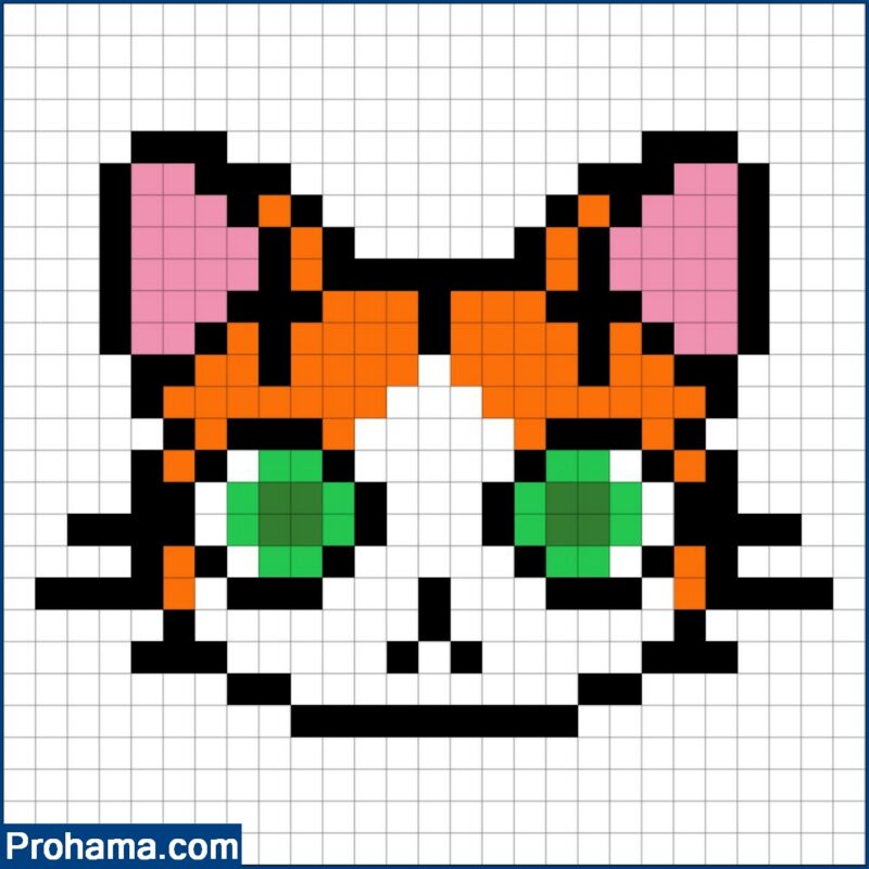 Pixel Art Cat | 20x20 Pixel Art | Easy Pixel Art Grid