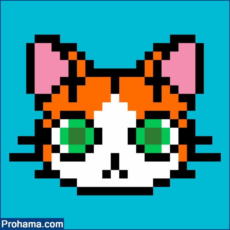 Pixel Art Cat | 20x20 Pixel Art | Easy Pixel Art Grid