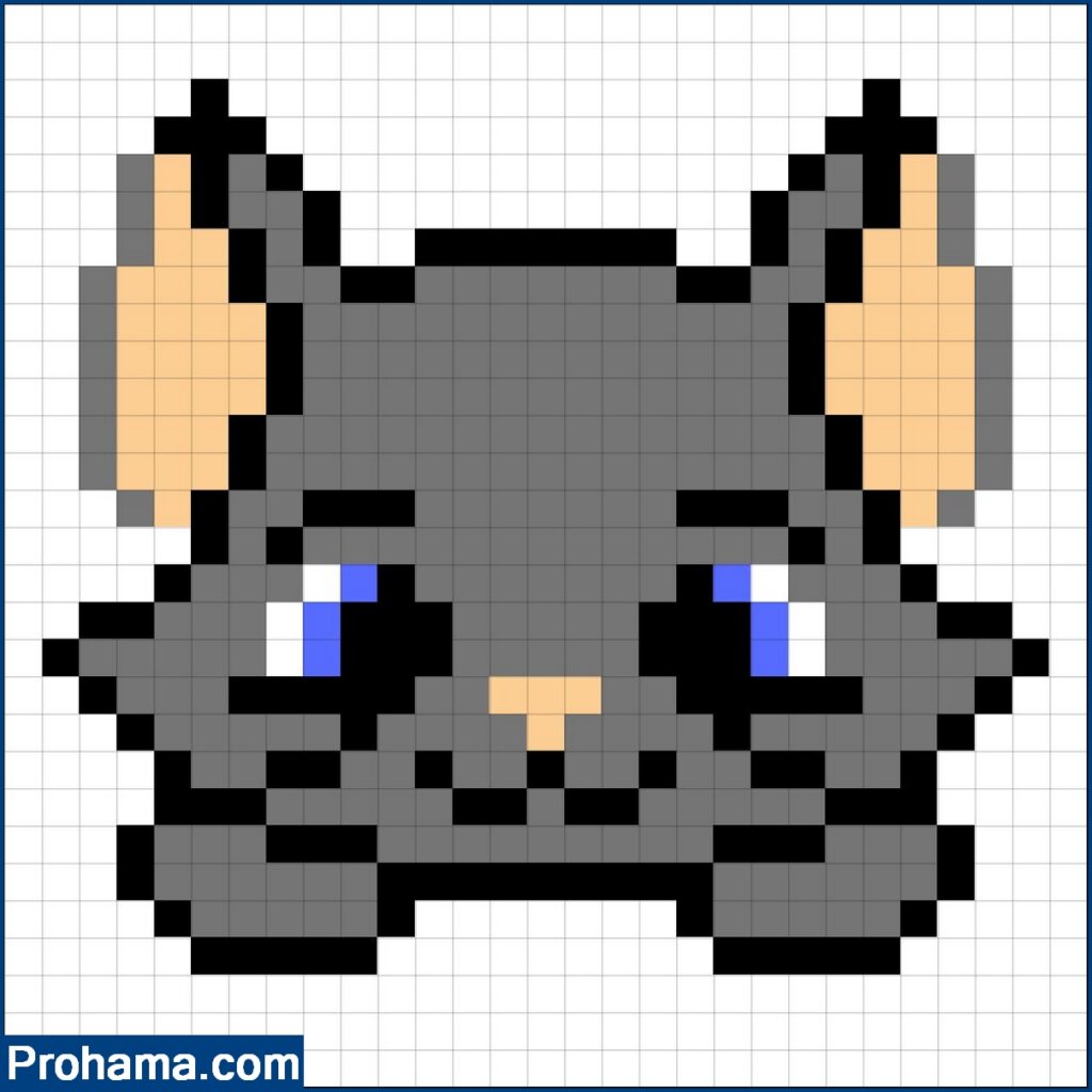 Pixel Art Cat | Easy Cute Pixel Art | Easy Pixel Art Grid
