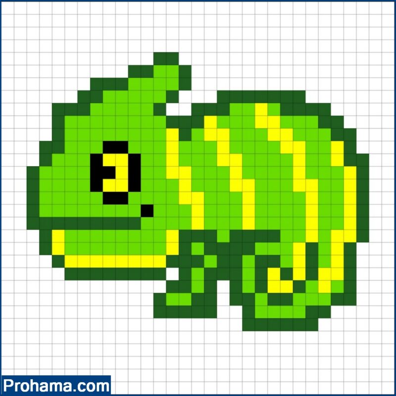 Pixel Art Chameleon | Easy Pixel Art Grid | Simple Pixel Art Animals