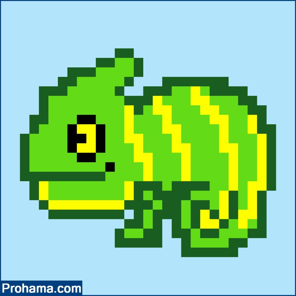 Pixel Art Chameleon | Easy Pixel Art Grid | Simple Pixel Art Animals