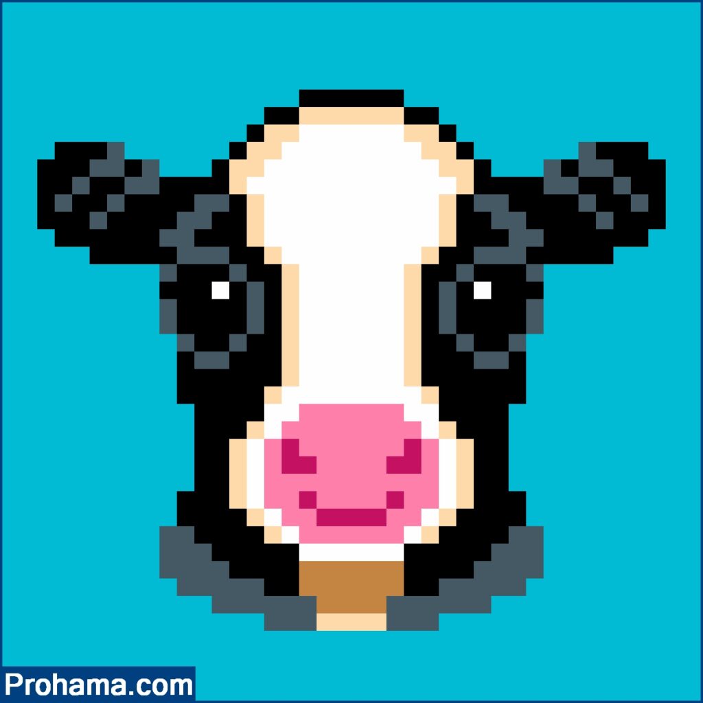 Cow Pixel Art | 32x32 Pixel Art | Animals Pixel Art