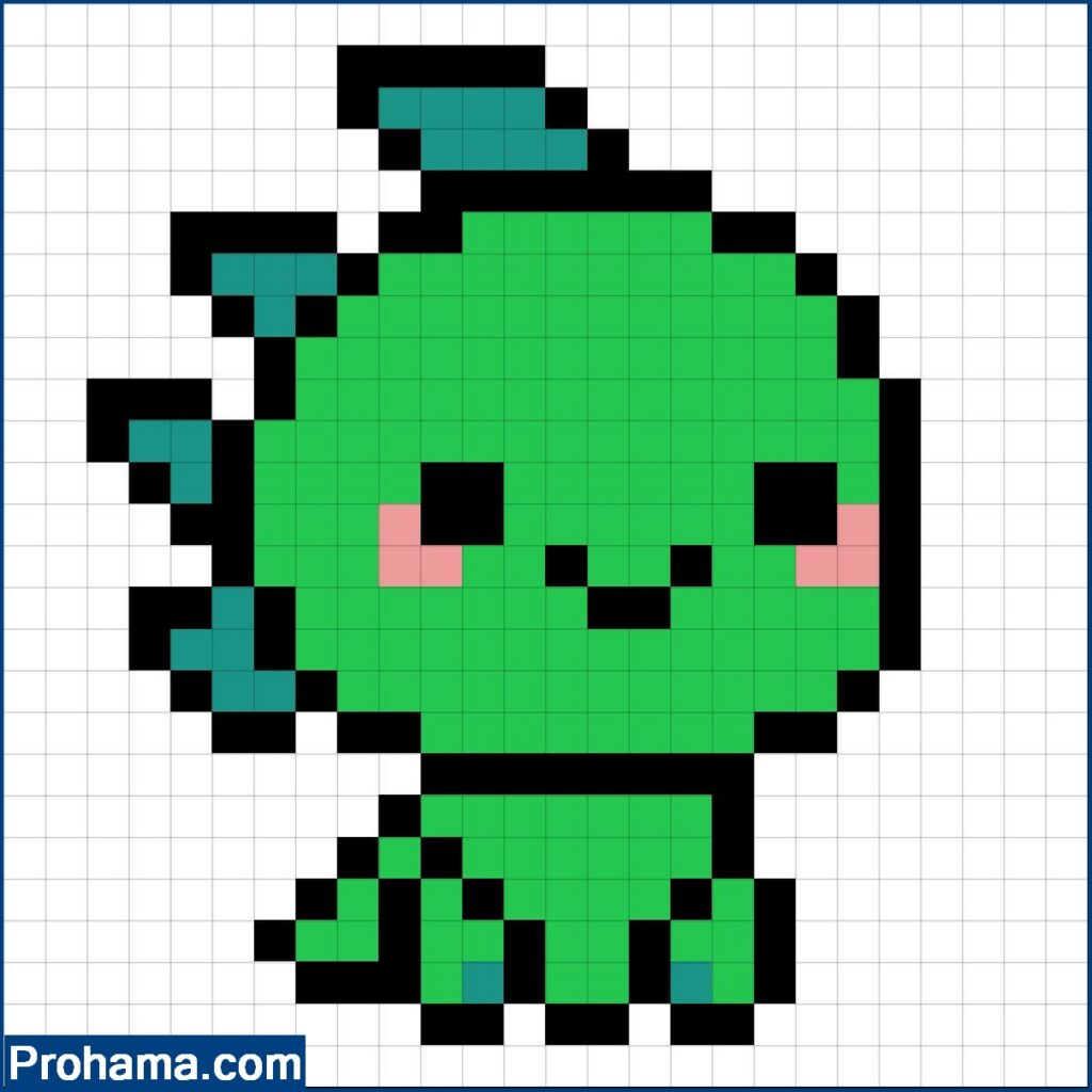 Pixel Art Dinosaur | 20 By 20 Pixel Art | Simple Pixel Art