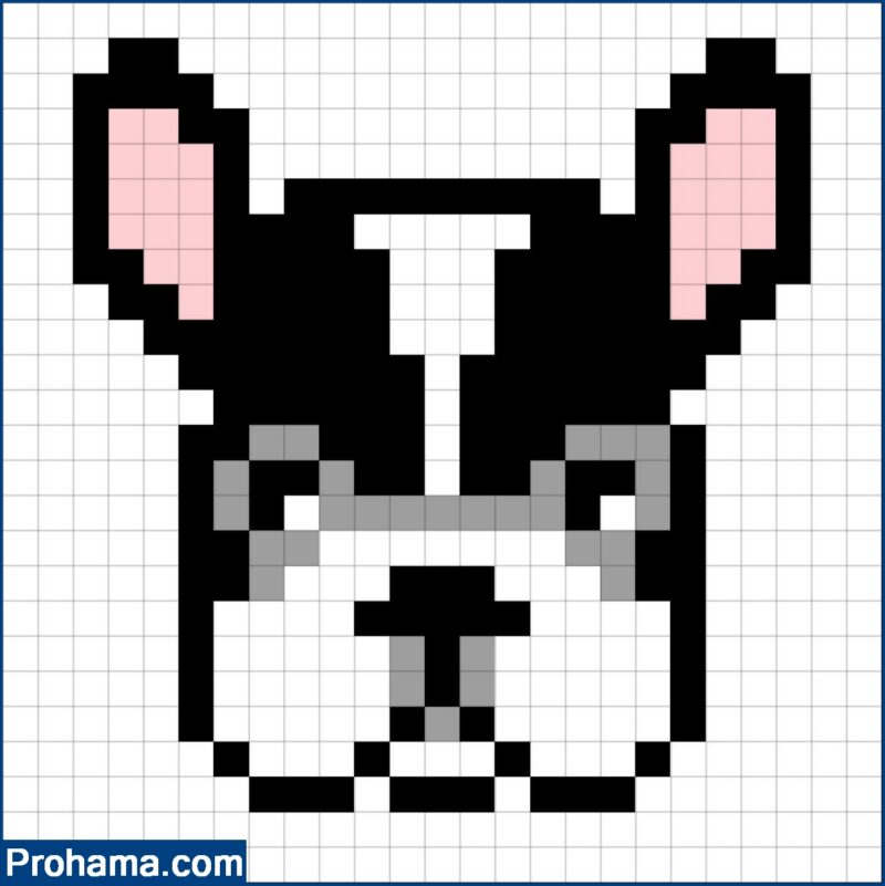 Pixel Art Boston Terrier | 20x20 Pixel Art | Easy Pixel Art Dog