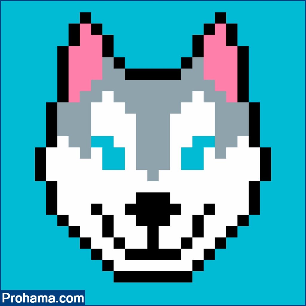 Pixel Art Dog | 20x20 Pixel Art Husky | Simple Pixel Art