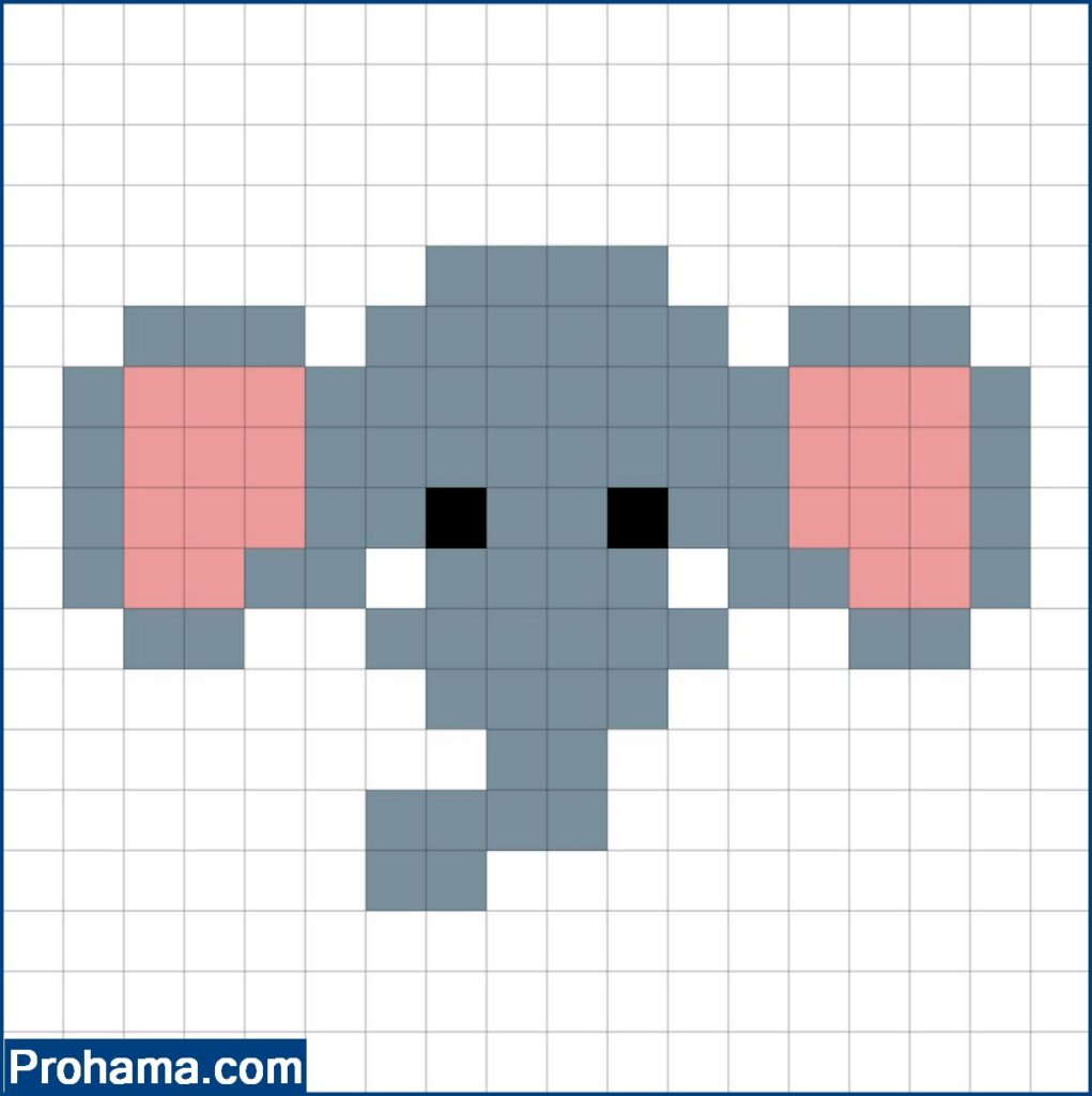 Pixel Art Elephant | Pixel Art Easy Easy | Simple Animals Pixel Art