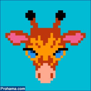 Pixel Art Giraffe | Animals Pixel Art | 32x32 Pixel Art Grid