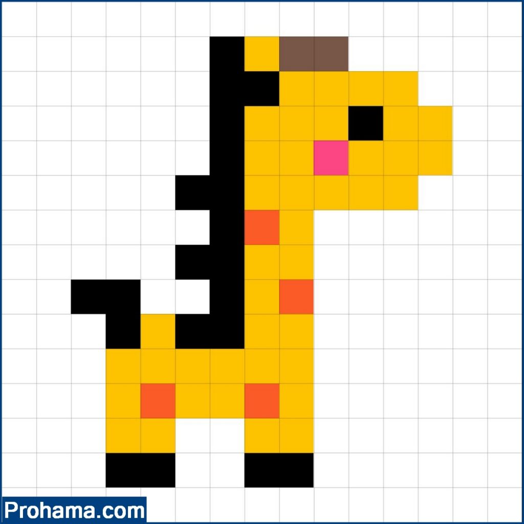Easy Pixel Art Giraffe | Easy Easy Pixel Art | Animals Pixel Art