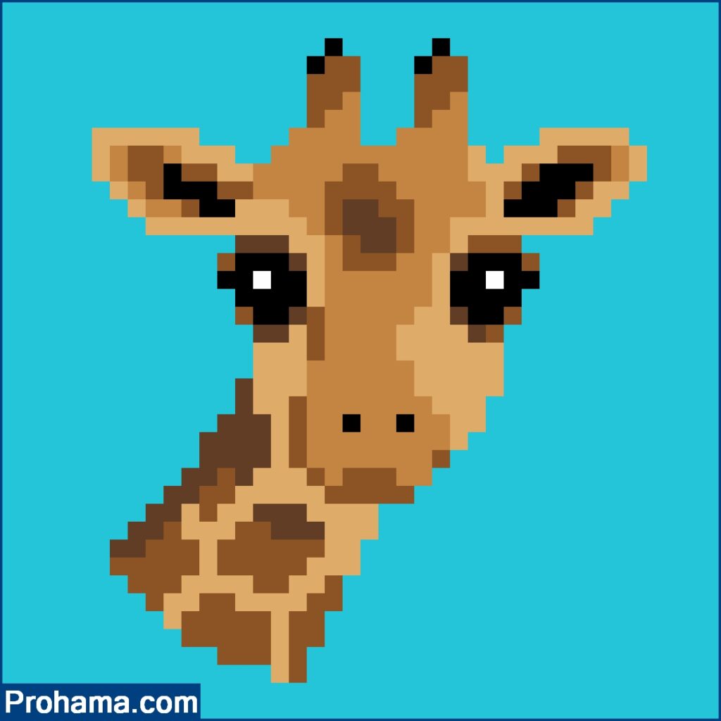 Giraffe Pixel Art | Animals Pixel Art | 32x32 Pixel Art