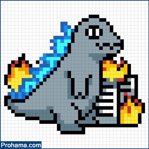 Pixel Art Godzilla | Pixel Art Grid | Pixel Art Pixel Art