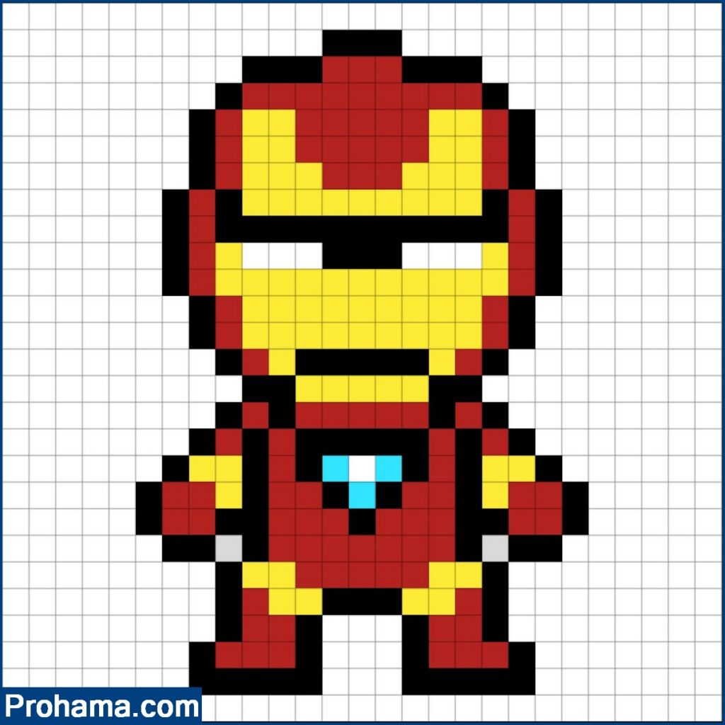 Easy Pixel Art Iron Man | Pixel Art Easy Easy | 20x20 Pixel Art