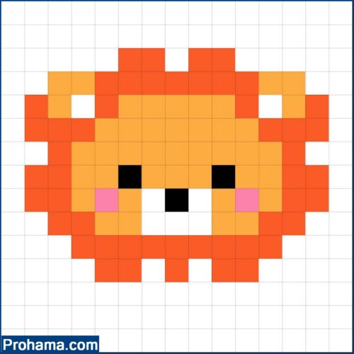 Lion Pixel Art | Easy Easy Pixel Art | Easy Animals Pixel Art