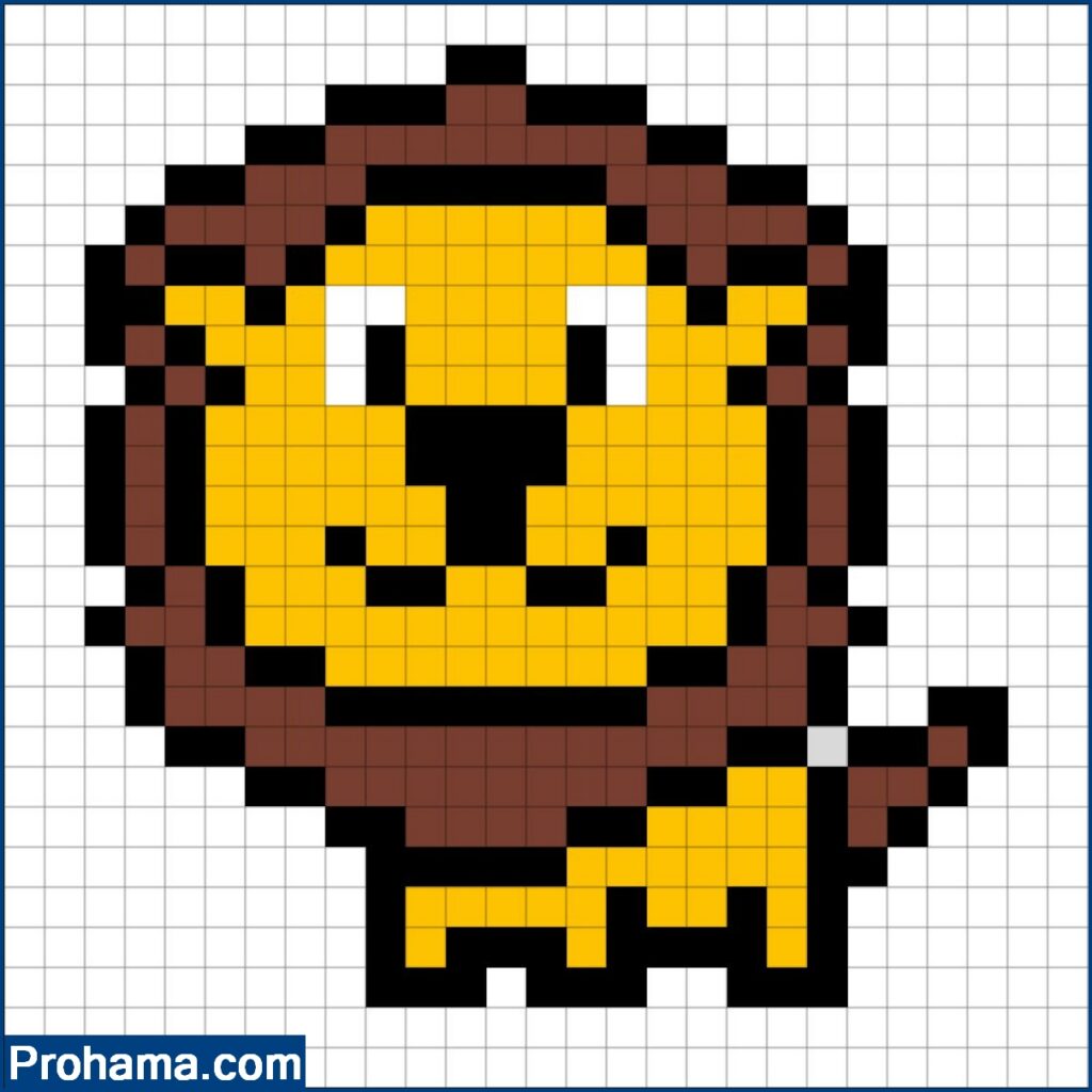 Cute Pixel Art Lion | Fasile Pixel Art | Easy Animals Pixel Art