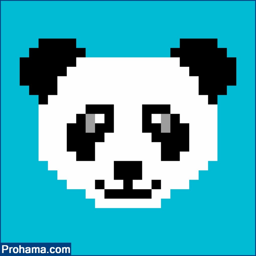 Panda Pixel Art | Facil Pixel Art | Animals Pixel Art