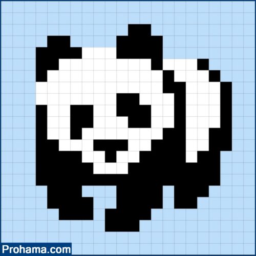 Easy Pixel Art Panda | Animals Pixel Art | Simple Pixel Panda