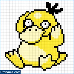 Pixel Art Psyduck | Pokemon Pixel Art | Pixel Art Grid