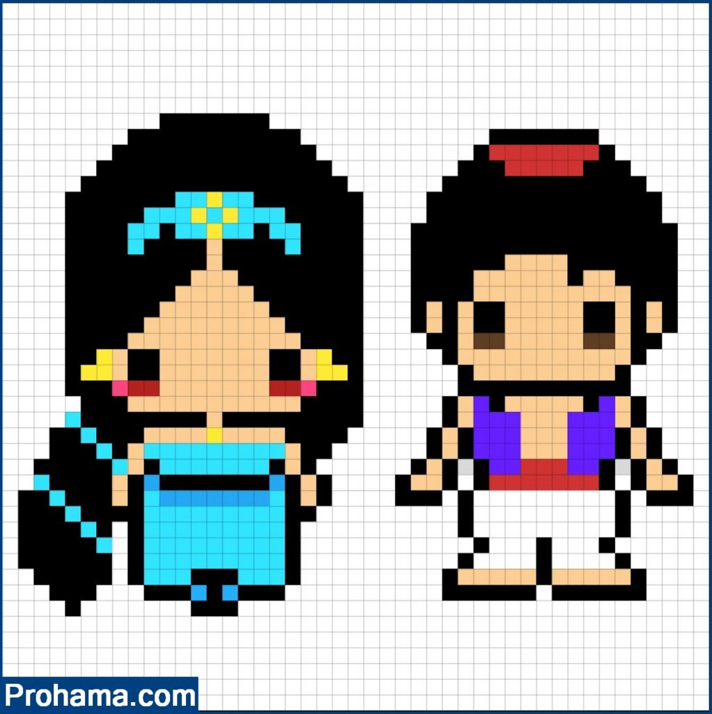 Pixel Art Aladdin | Simple Disney Pixel Art | Easy Pixel Art Ideas