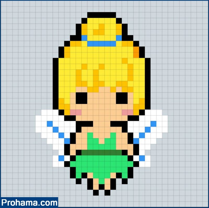 Pixel Art Tinkerbell | Easy Disney Pixel Art Grid | Simple Pixel Art