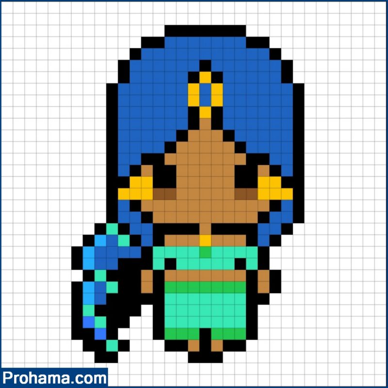 Pixel Art Jasmine | Aladdin Pixel Art | Disney Pixel Art Grid
