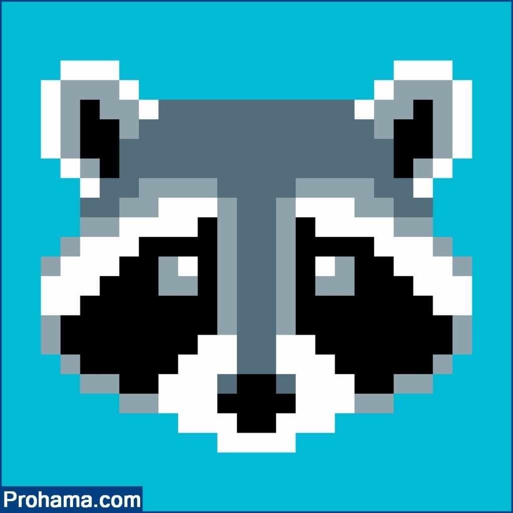 Raccoon Pixel Art | Facil Pixel Art | Animals Pixel Art