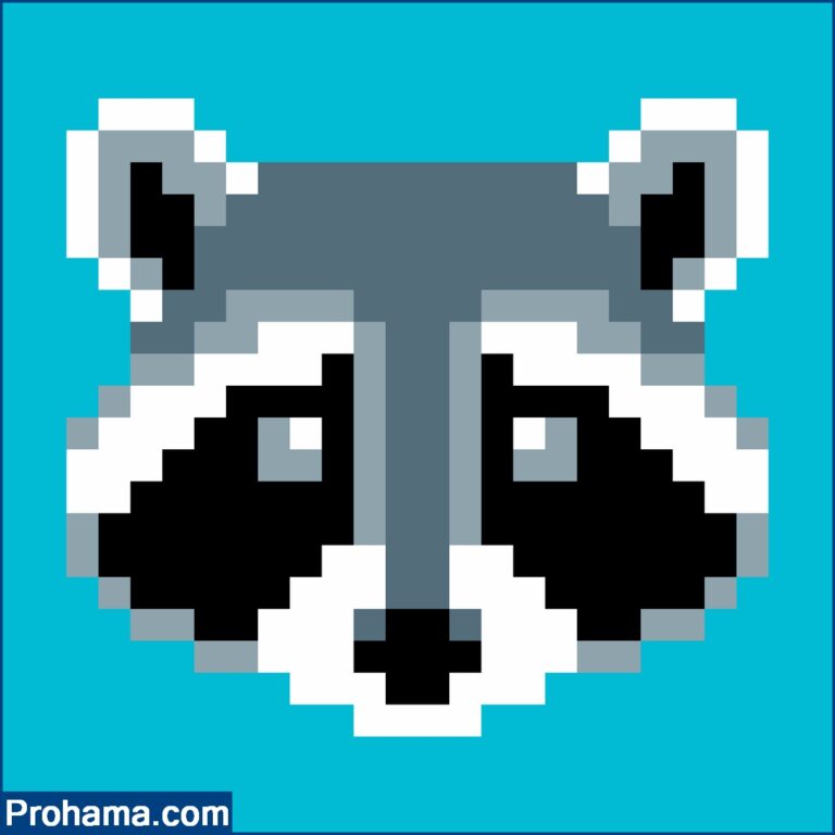 Raccoon Pixel Art | Facil Pixel Art | Animals Pixel Art
