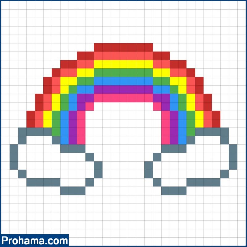 Rainbow Pixel Art Pixel Art Easy