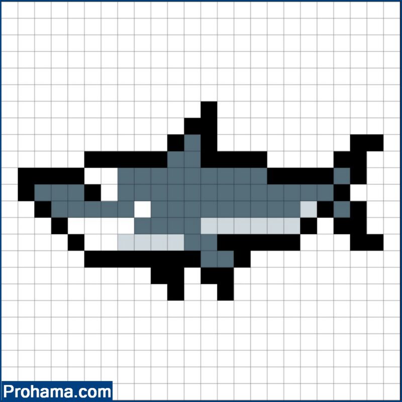 Easy Shark Pixel Art | Facil Pixel Art | Animals Pixel Art
