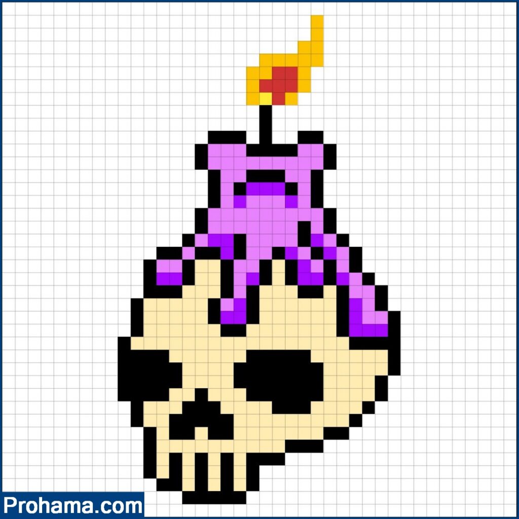 Pixel Art Skull | Easy Halloween Pixel Art | Pixel Art Ideas
