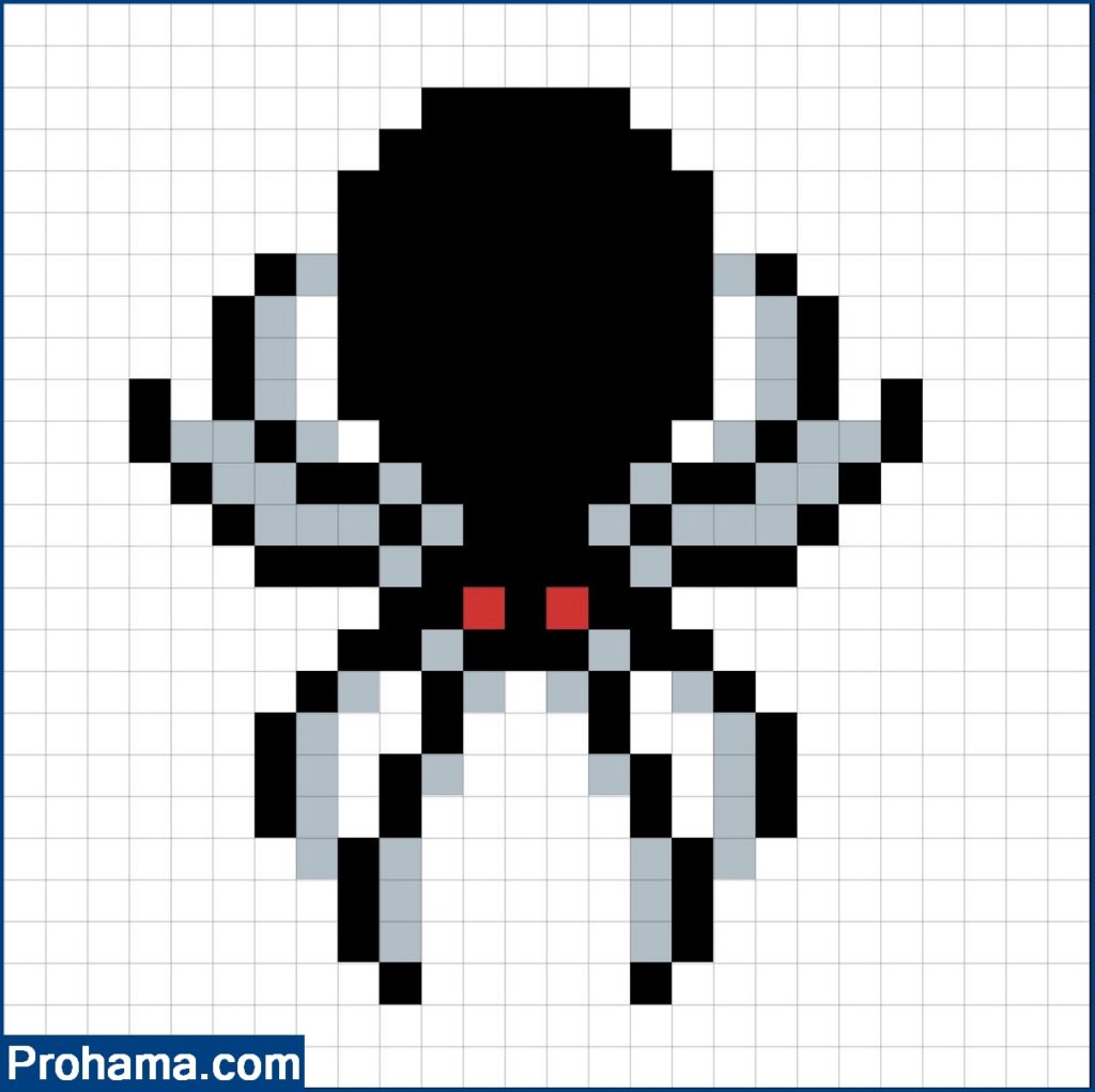 Halloween Pixel Art Grids | Spider Pixel Art | Easy Pixel Art