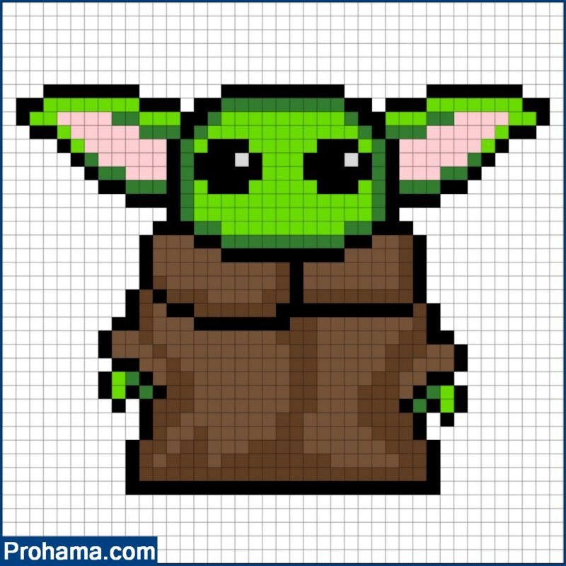 Pixel Art Baby Yoda | Easy Cute Pixel Art | Cute Pixel Art Ideas