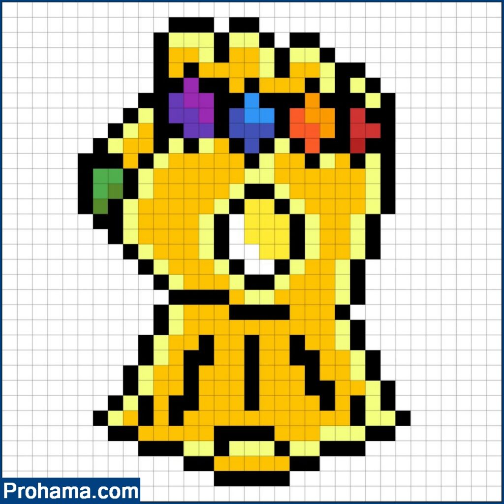 Pixel Art Infinity Gauntlet | Pixel Art Marvel | Thanos Pixel Art