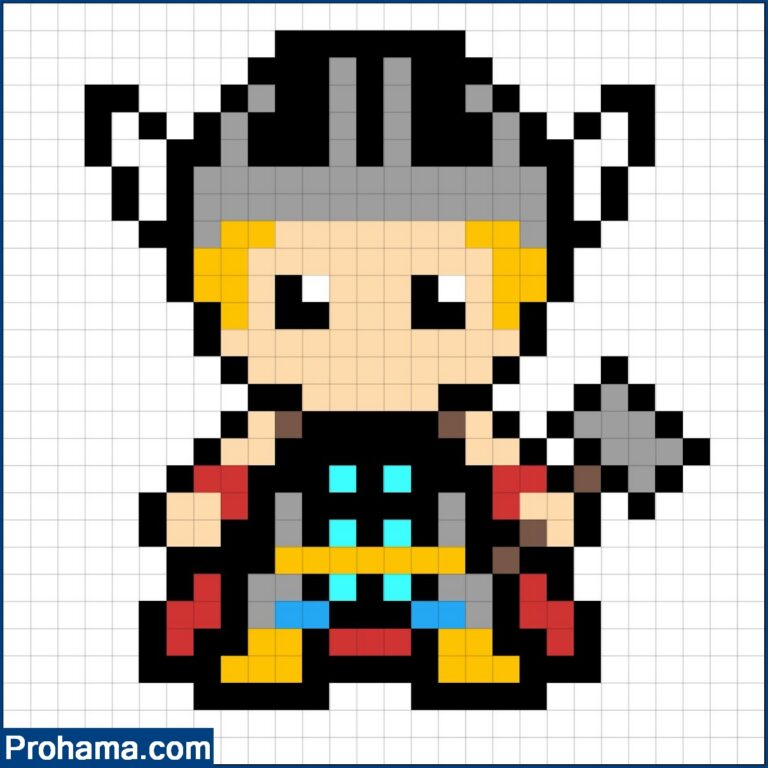 Thor Pixel Art | Marvel Pixel Art | Easy Pixel Art Grid