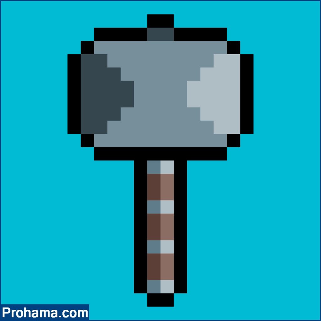 Pixel Art Thor | Mjolnir Pixel Art | Thor's Hammer Pixel Art