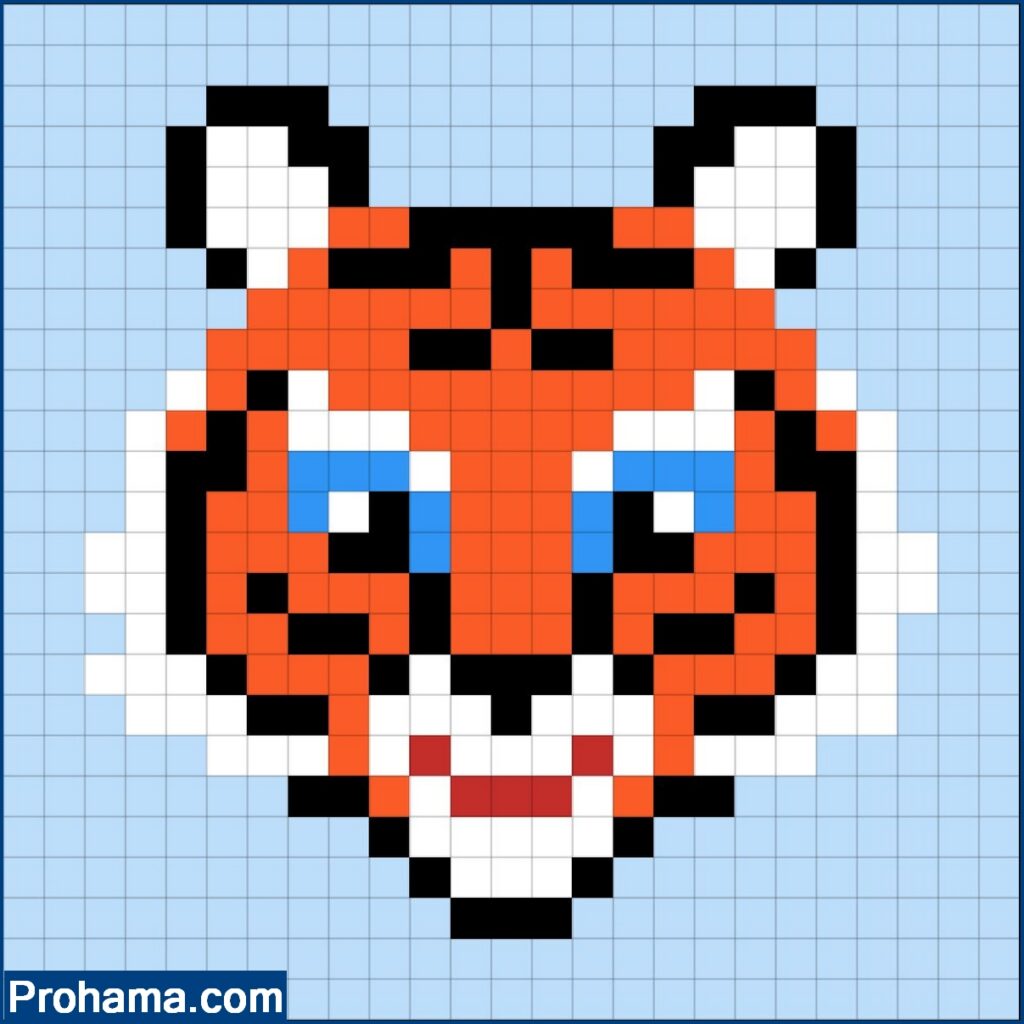 Tiger Pixel Art | Facil Pixel Art | Animals Pixel Art