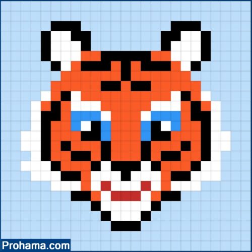 Tiger Pixel Art | Facil Pixel Art | Animals Pixel Art