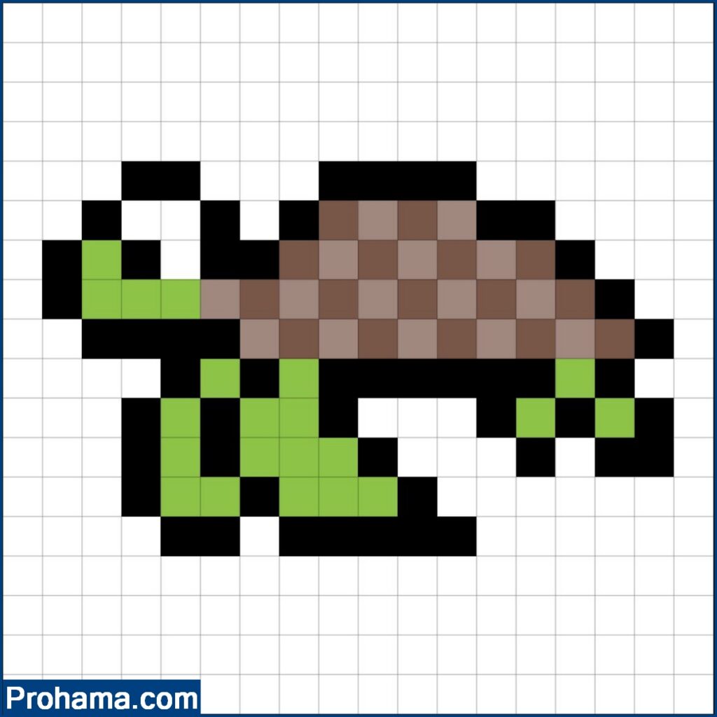 Turtle Pixel Art Grid | Easy Pixel Art | Animals Pixel Art