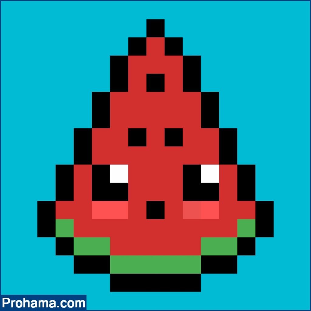 Easy Watermelon Pixel Art | Kawaii Pixel Art | Easy Cute Pixel Art