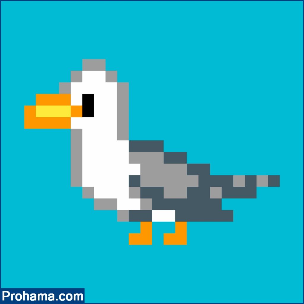 Pixel Art Seagull | Easy Easy Pixel Art | Simple Pixel Art Bird