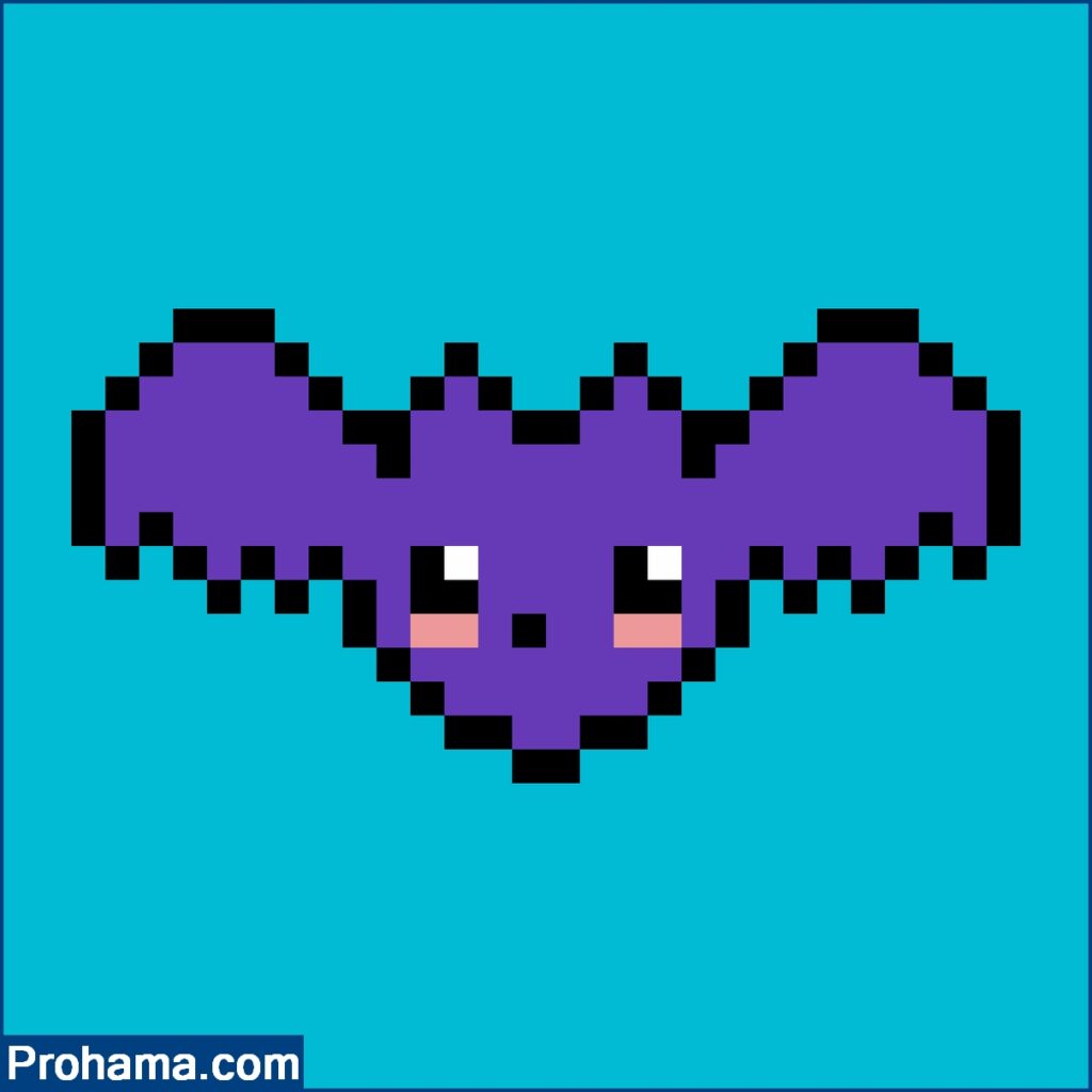 Cute Pixel Art Bat | Easy Halloween Pixel Art | Easy Pixel Art Cute