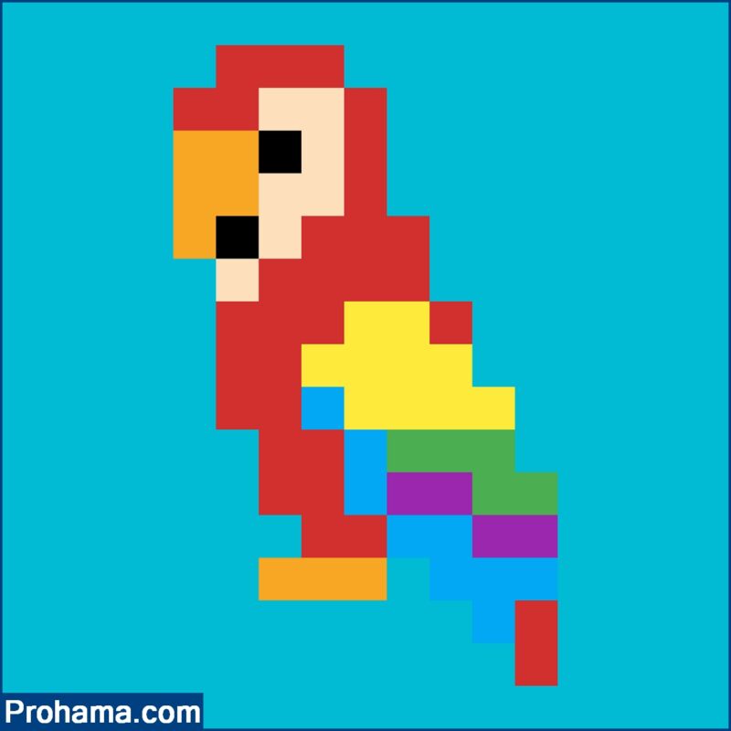 Easy Parrot Pixel Art | 15x15 Pixel Art | Simple Pixel Bird