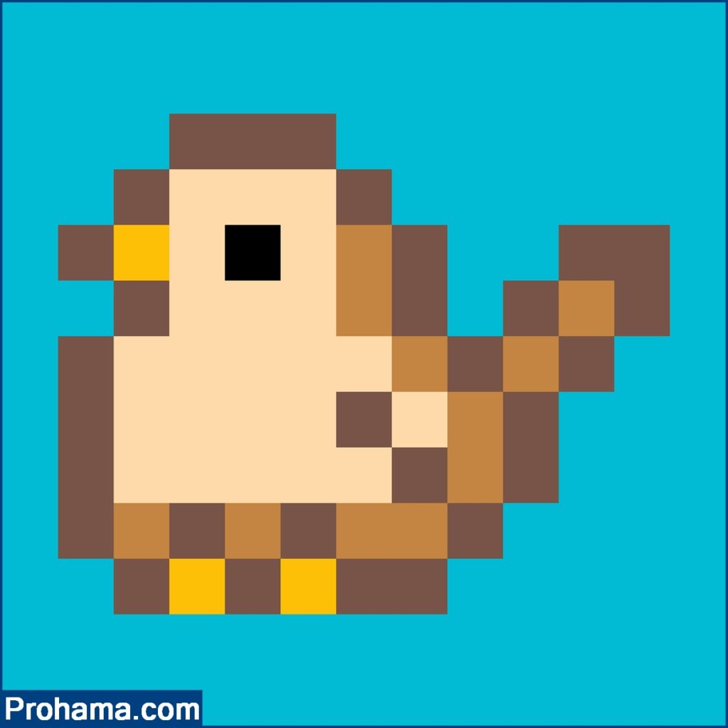 Small Bird Pixel Art | 10x10 Pixel Art | Easy Bird Pixel Art