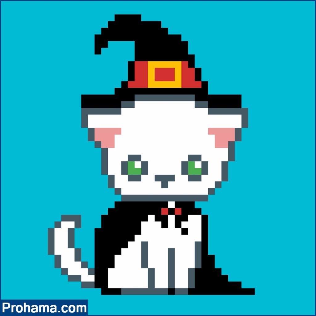 Halloween Cat Pixel Art | Halloween Pixel Art | Cute Pixel Art Cat