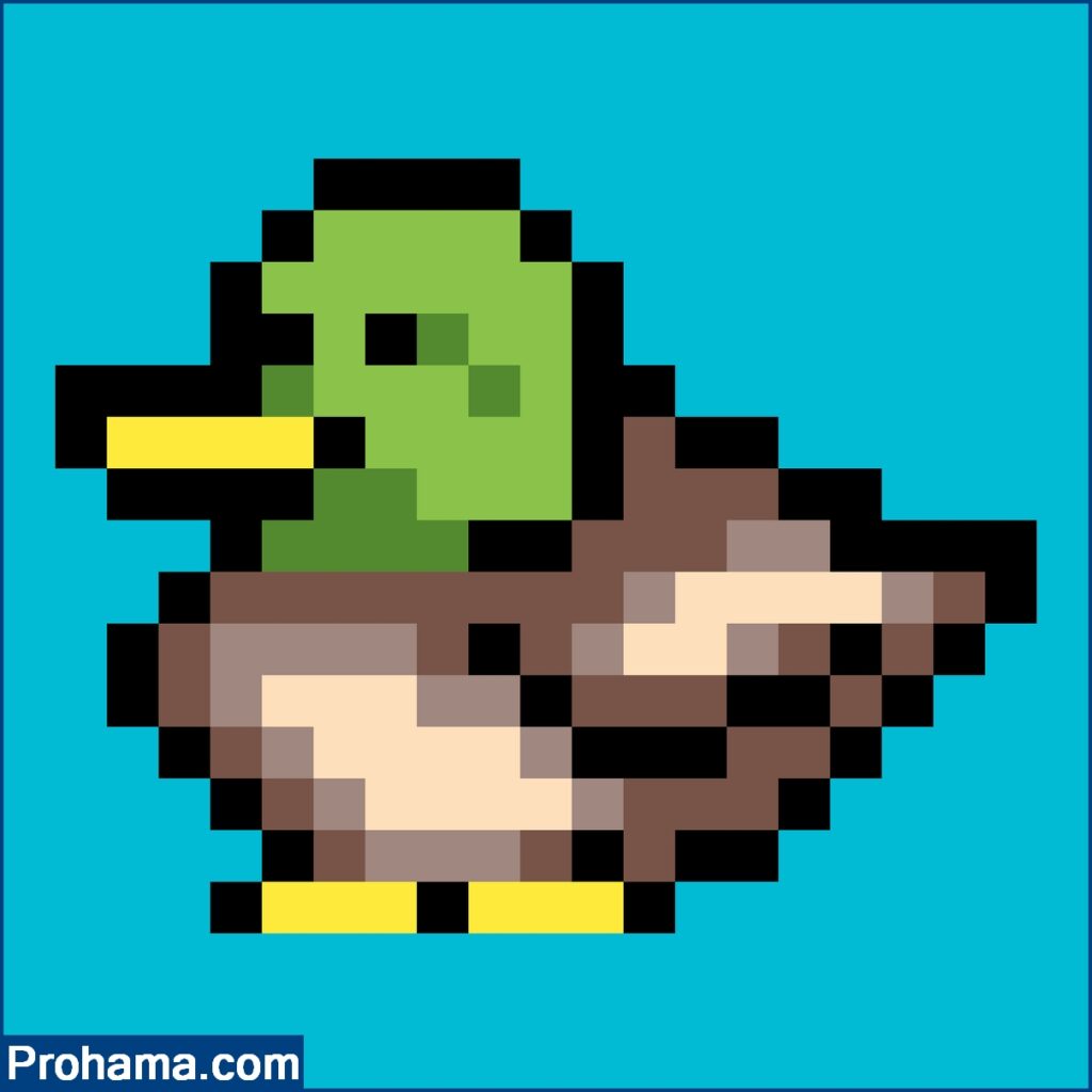 Duck Pixel Pattern | Duck Pixel Art Grid | Pixel Art 20x20