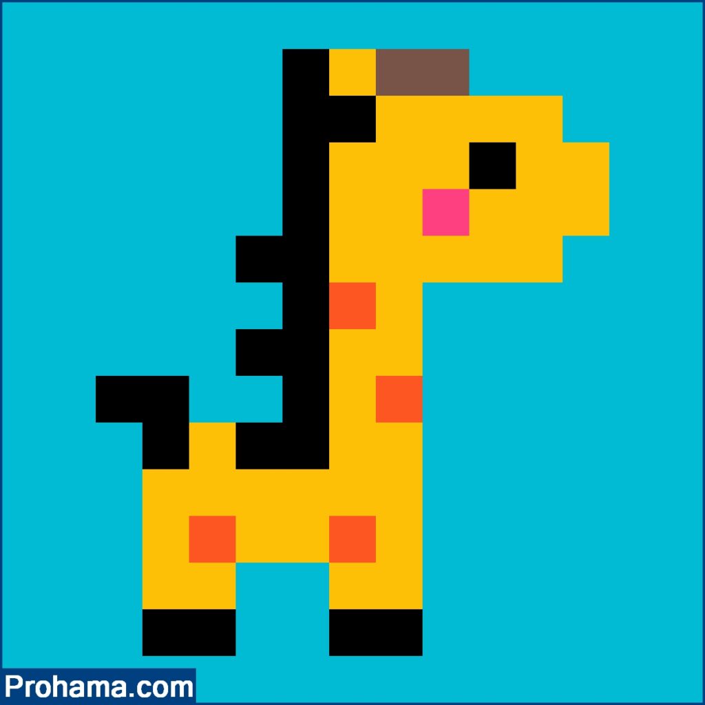 Easy Pixel Art Giraffe | Easy Easy Pixel Art | Animals Pixel Art