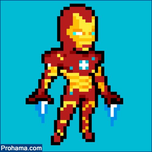 Iron Man Pixel Art | Avengers Pixel Art | Marvel Pixel Art Grid