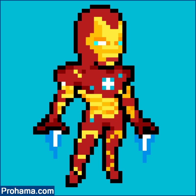 Iron Man Pixel Art | Avengers Pixel Art | Marvel Pixel Art Grid