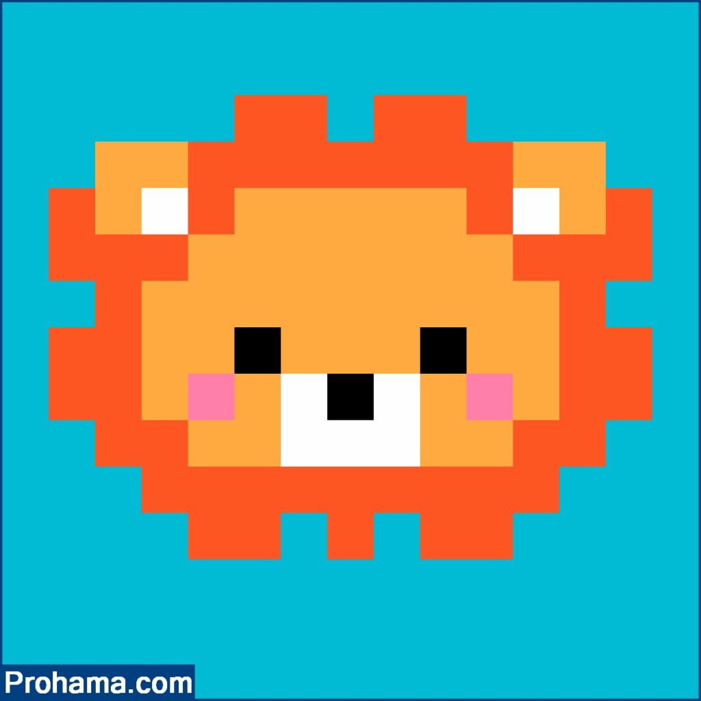 Lion Pixel Art | Easy Easy Pixel Art | Easy Animals Pixel Art
